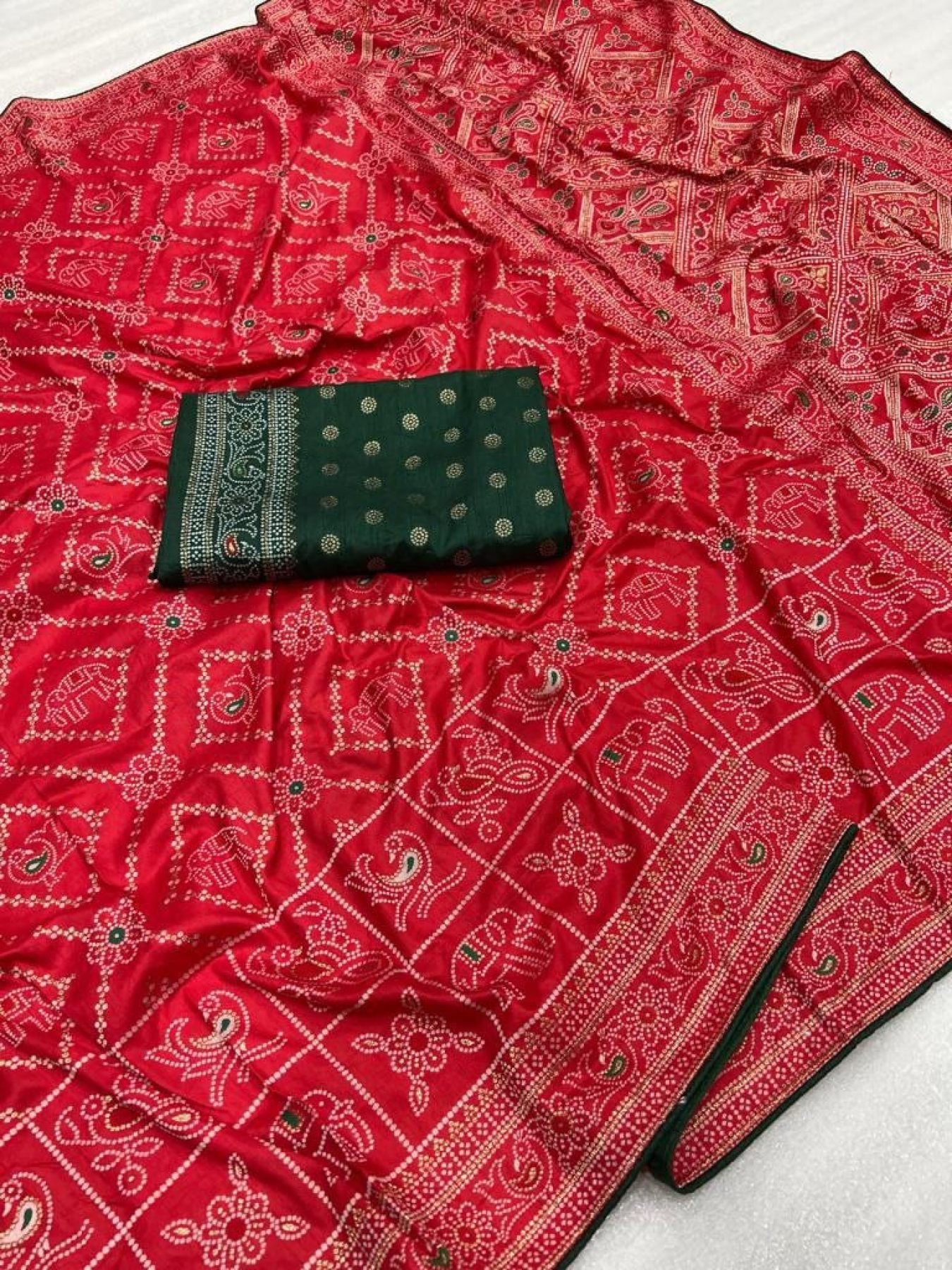 Buy Beautiful Bandhej Weaving Work Dola Silk Saree Collections at Rs ...