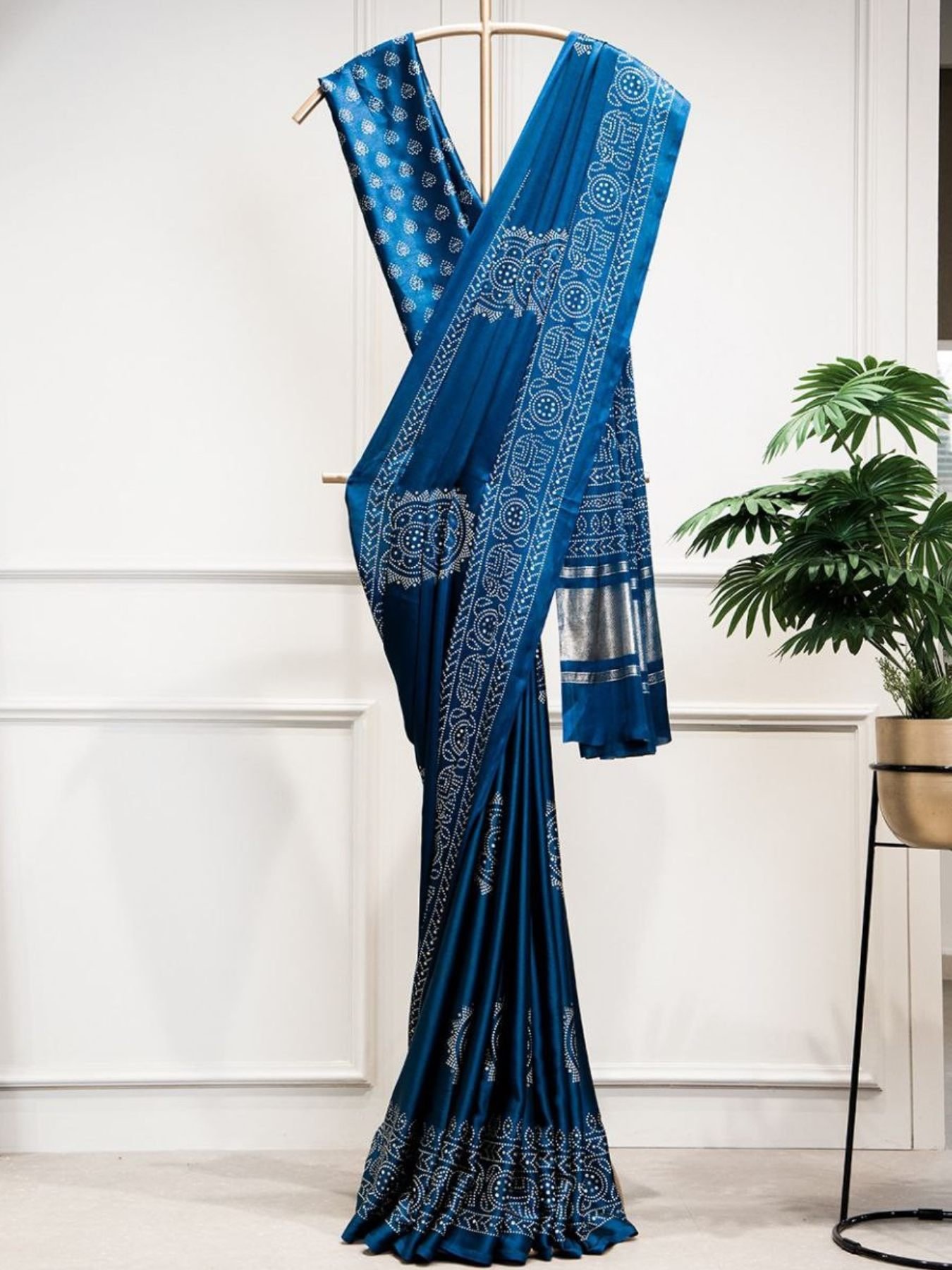 Buy Beautiful Semi Gaji Satin Printing with Foil Work Saree at Rs. 8.74 ...