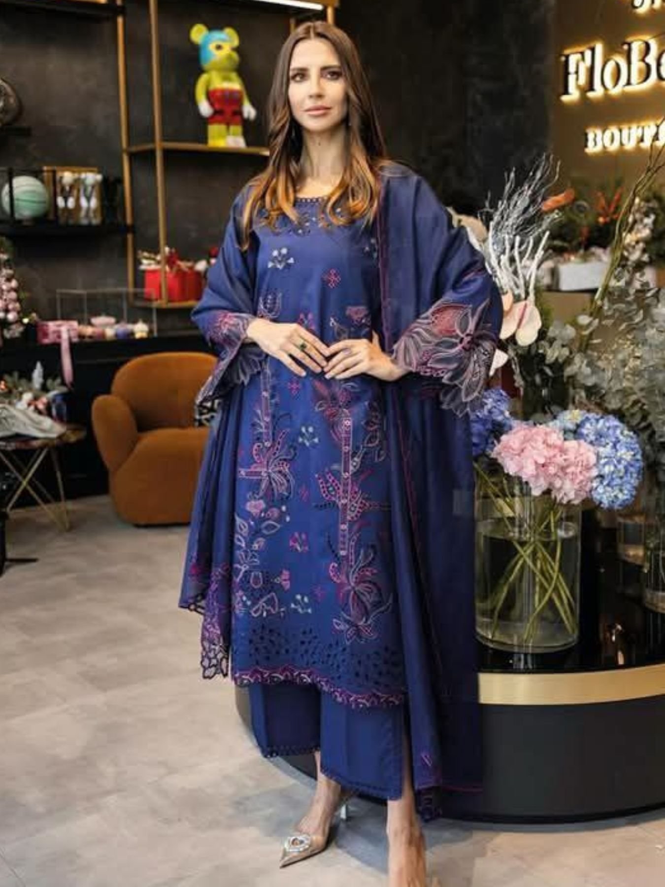 Pure Cotton Embroidered Suit Set with Dual Dupatta | Wholesale & Manufacturer Rate