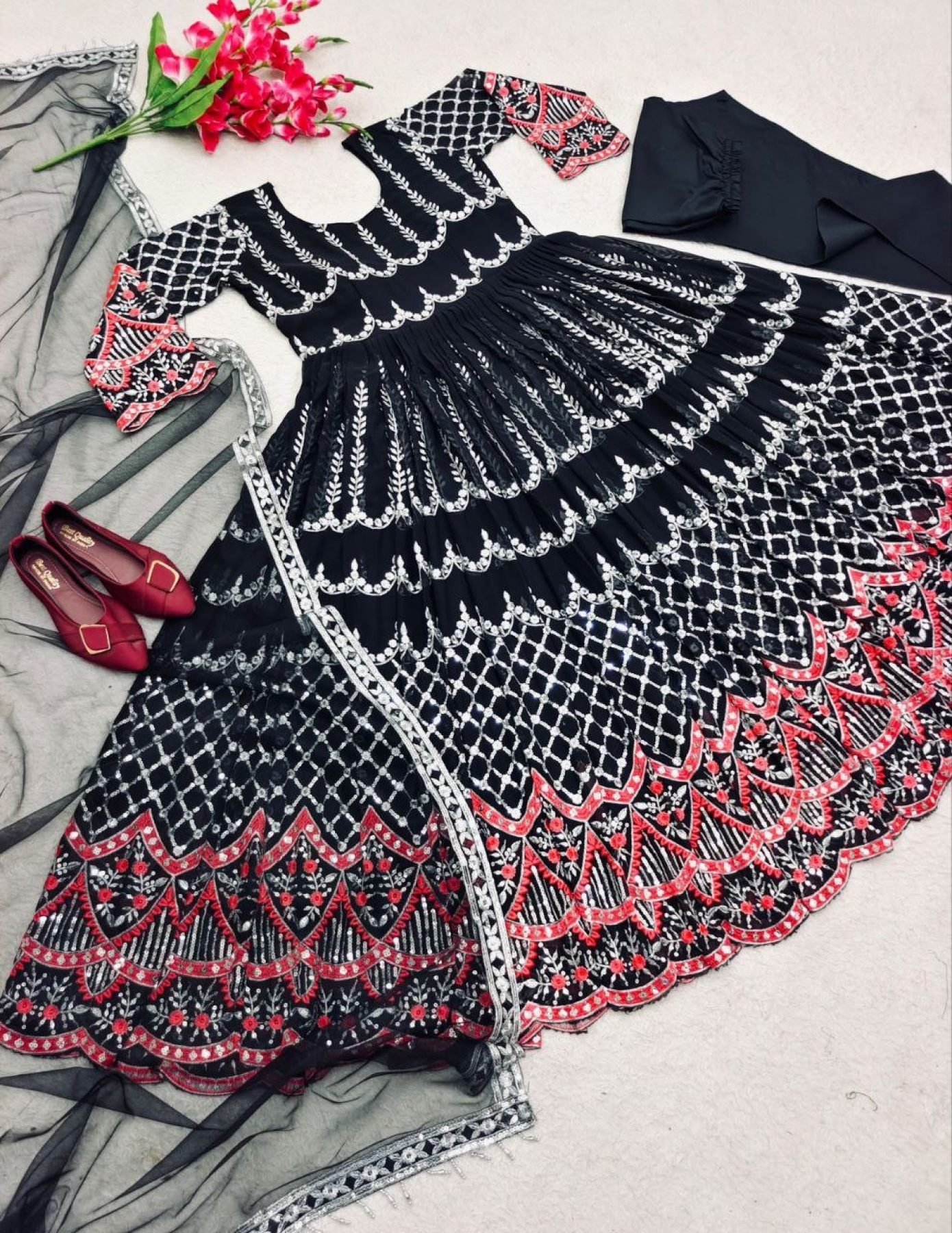 Black Color Gown, Designer Gown Market Surat.