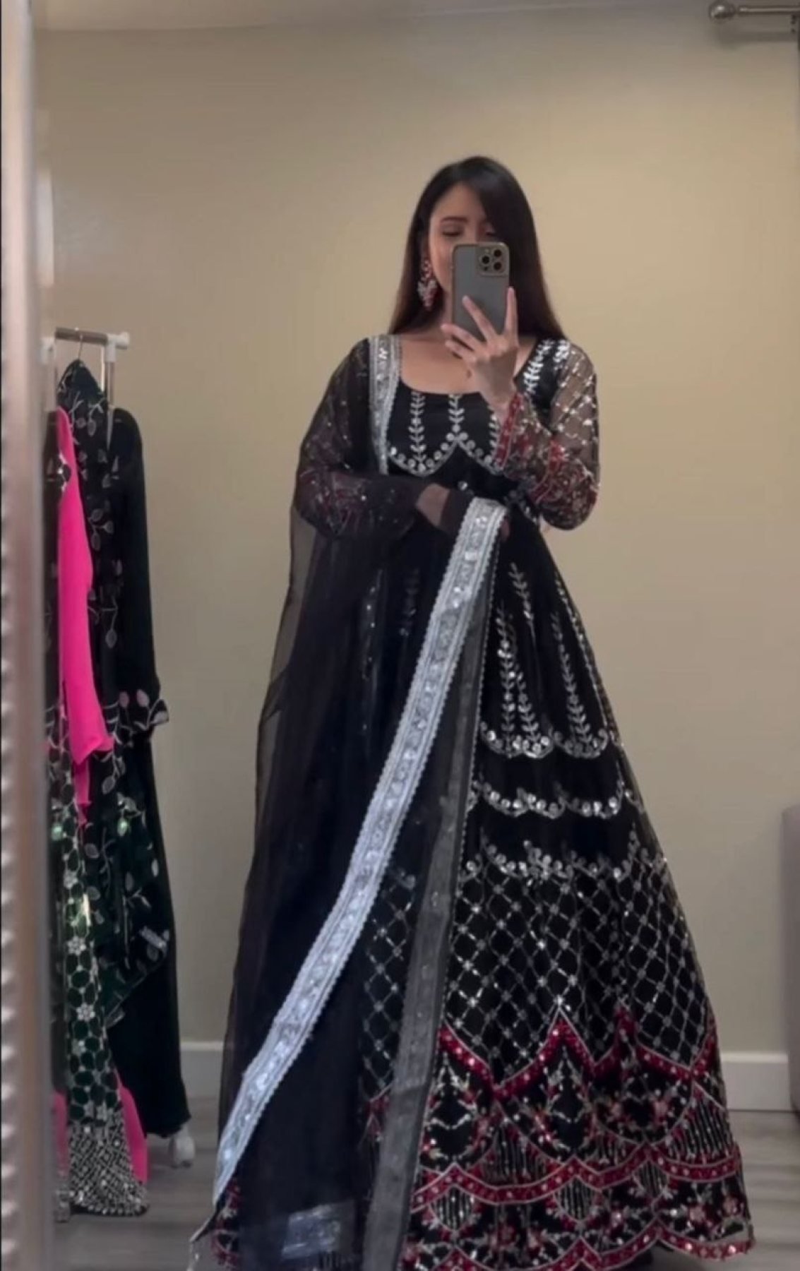 Black Color Gown, Designer Gown Market Surat.