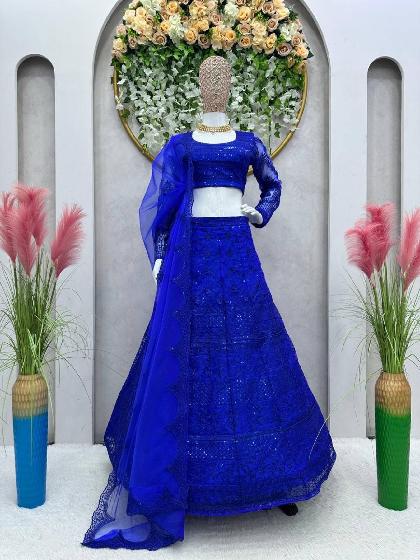 Buy Blue Color Net Lehenga Choli With Sequence Work at Rs. 2050 online ...