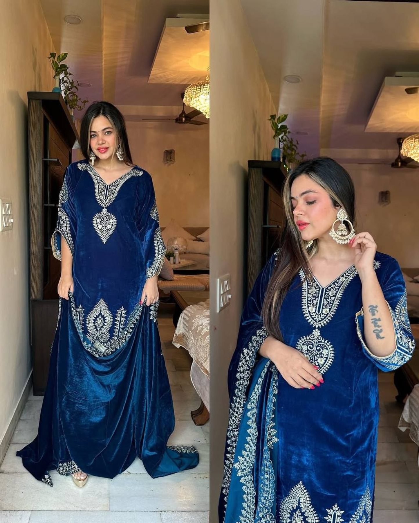Couture Viscose Velvet Sequin Embroidered Work 3-Piece Set for Women Wear