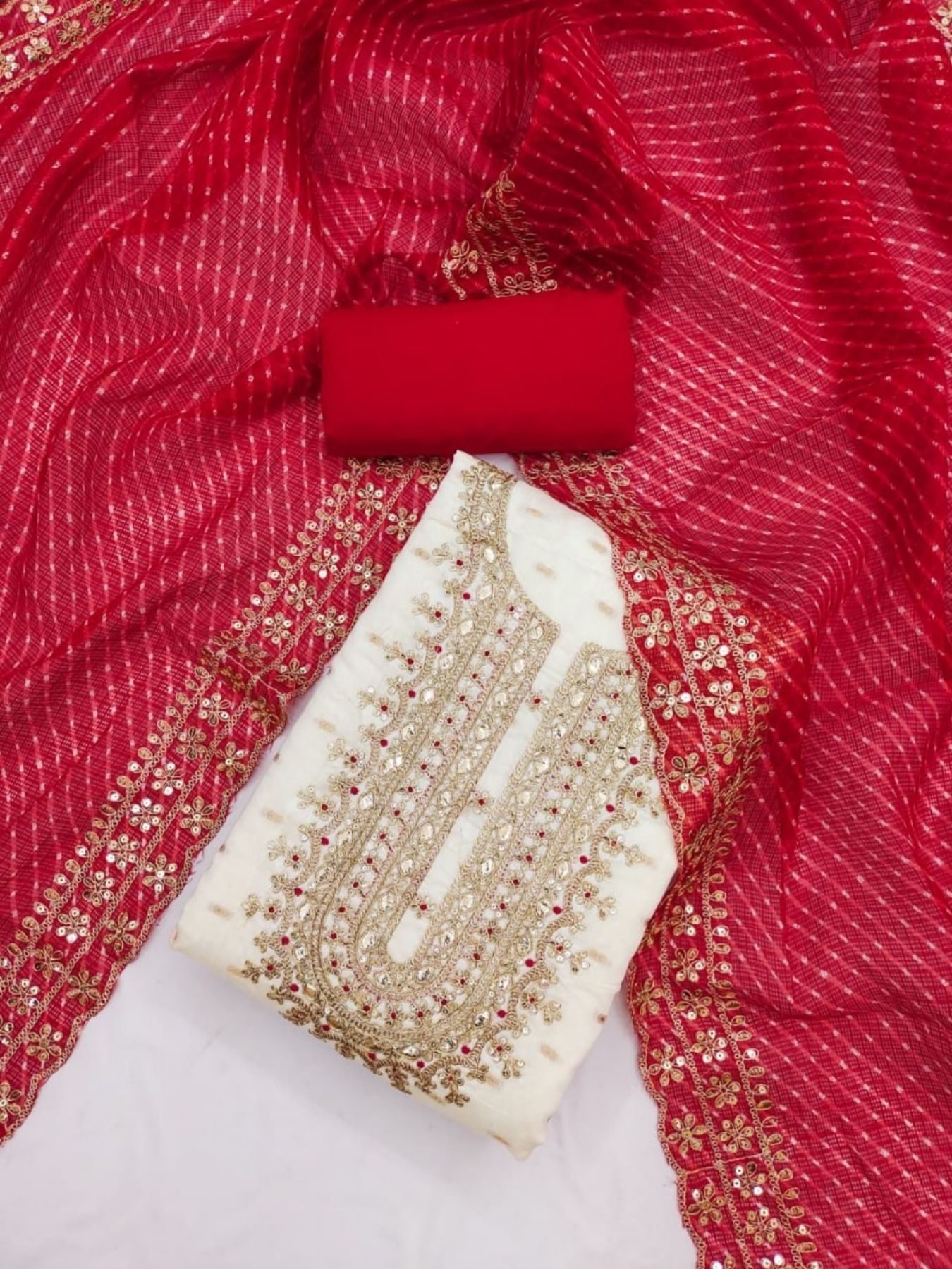 Elegant Modal Buti Suit Set with Kota Check Dupatta Collection.