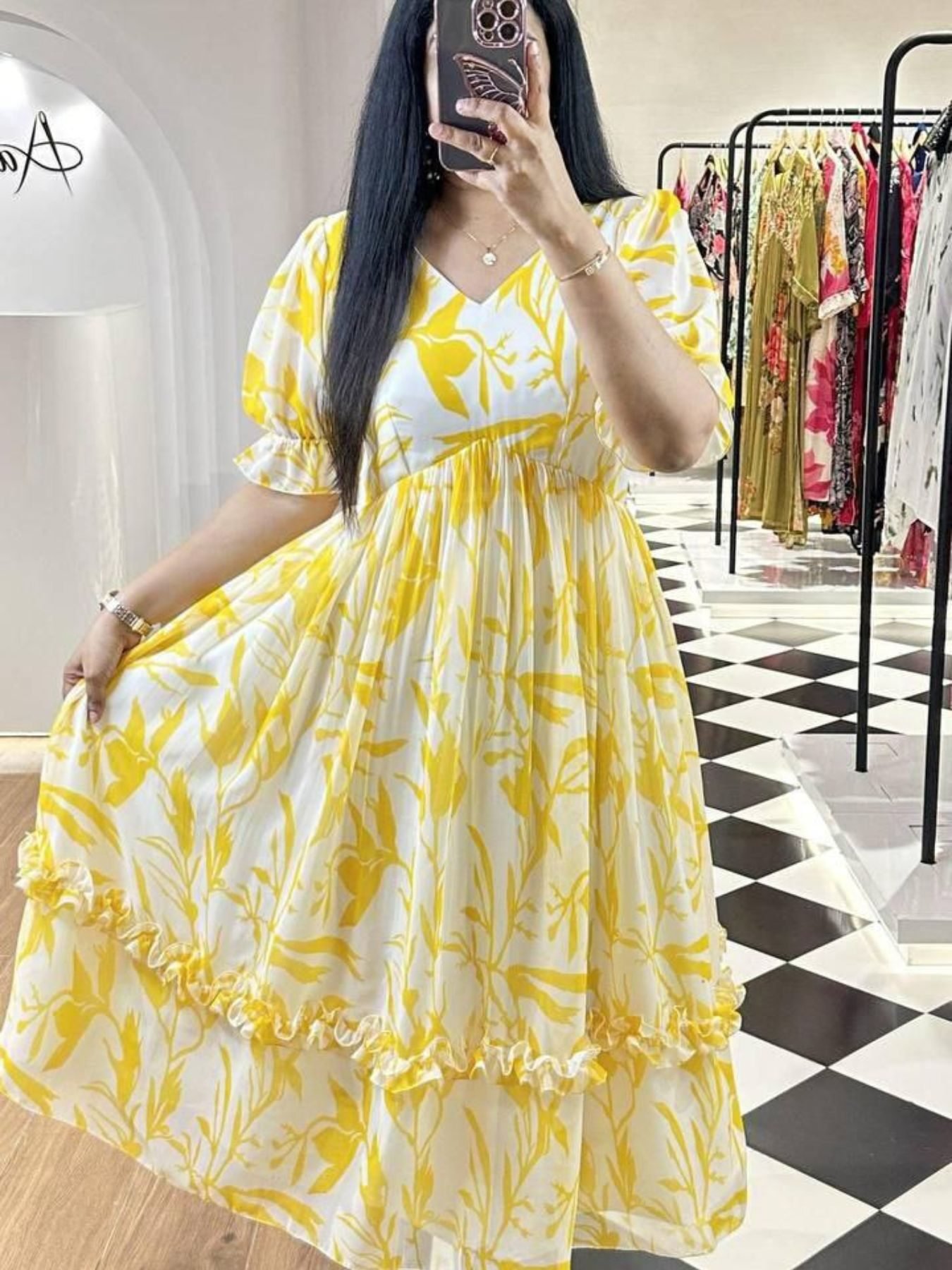 Elegant Floral Georgette Maxi Dress for women