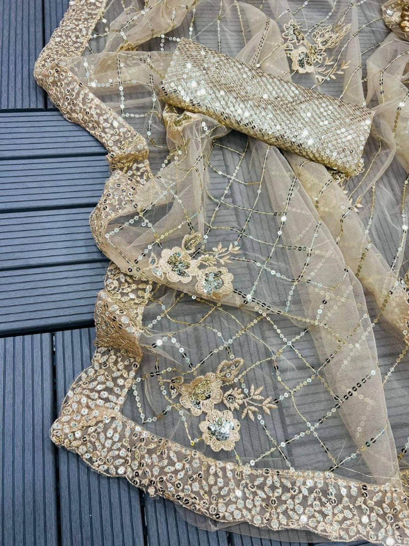 Buy Golden Net Party Wear Saree With Sequance Work at Rs. 1149 online ...