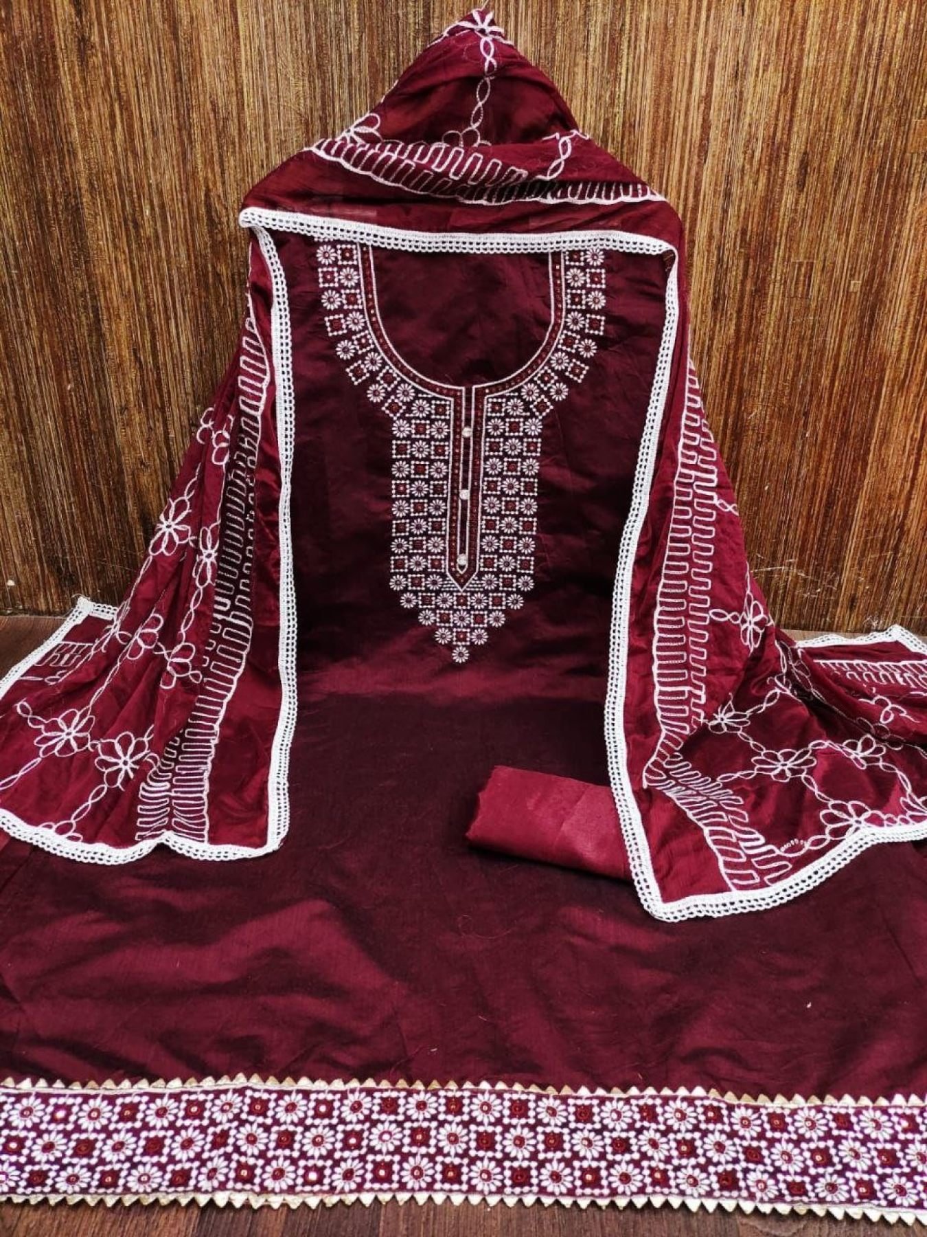 Buy Heavy Embroidery Neck Work Dress Material at Rs. 6.67 online from ...