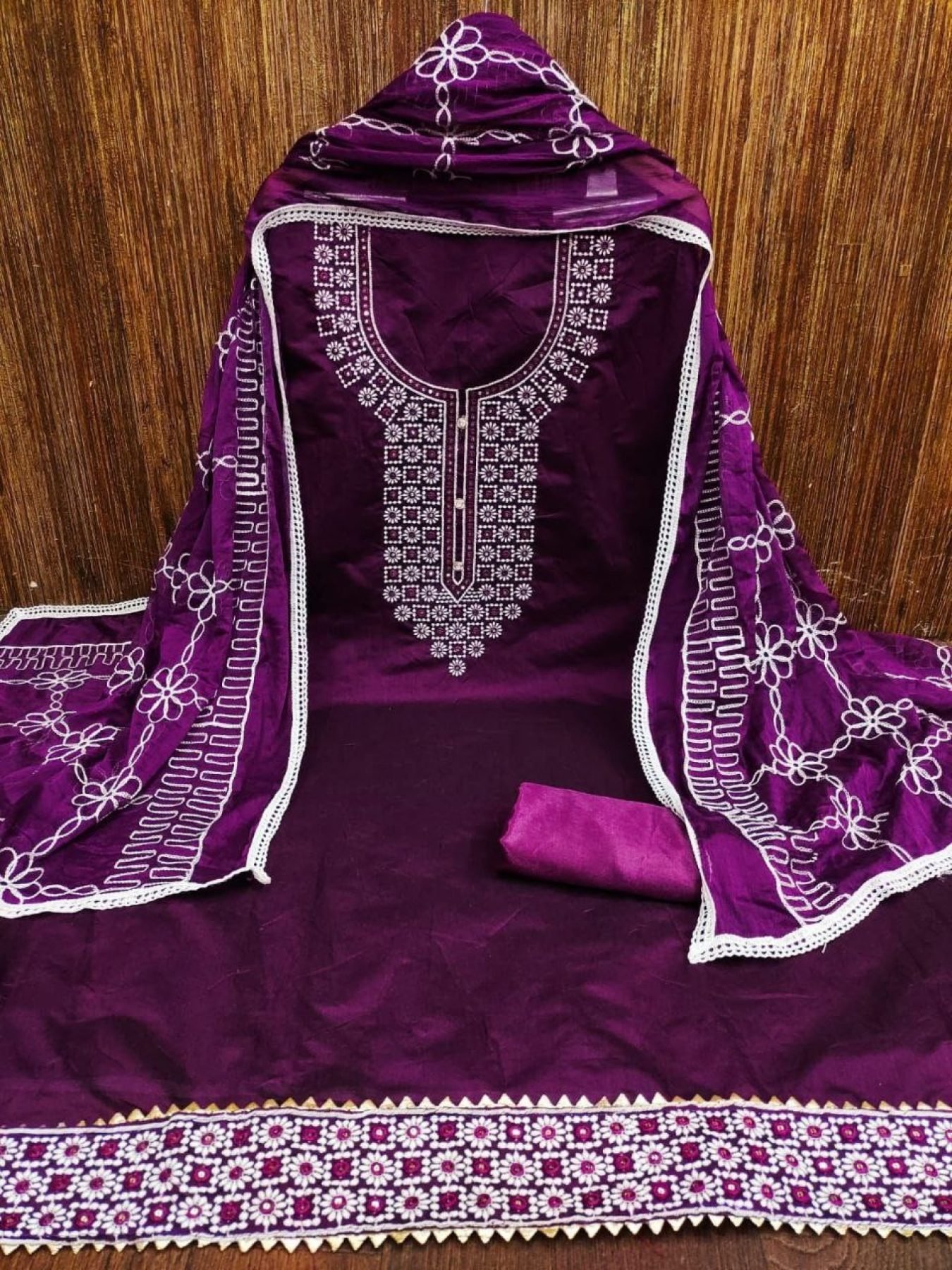 Buy Heavy Embroidery Neck Work Dress Material at Rs. 6.67 online from ...