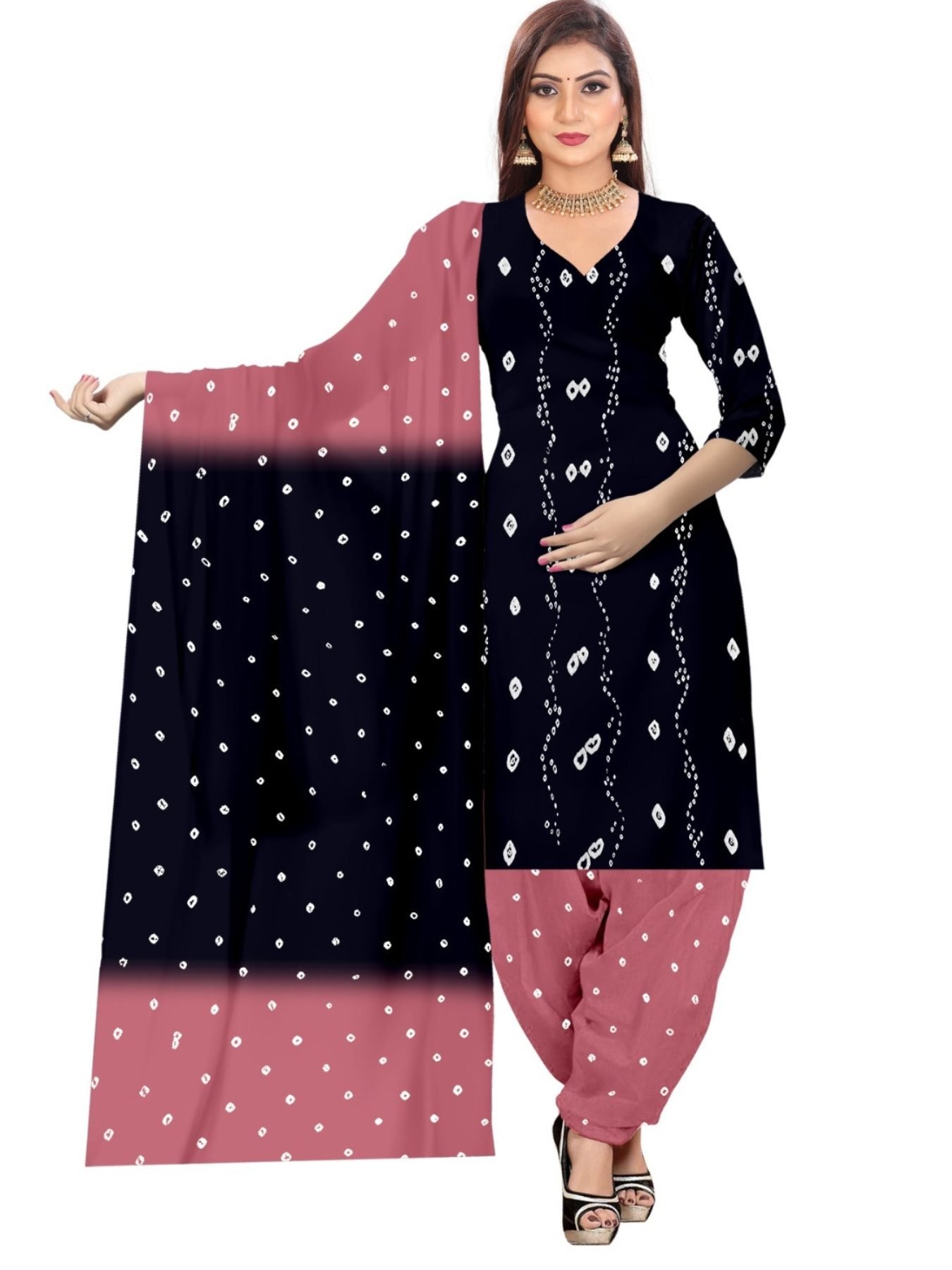Buy Heavy Reyon Cotton With Hand Bandhej Print Drees Material at Rs. 6. ...
