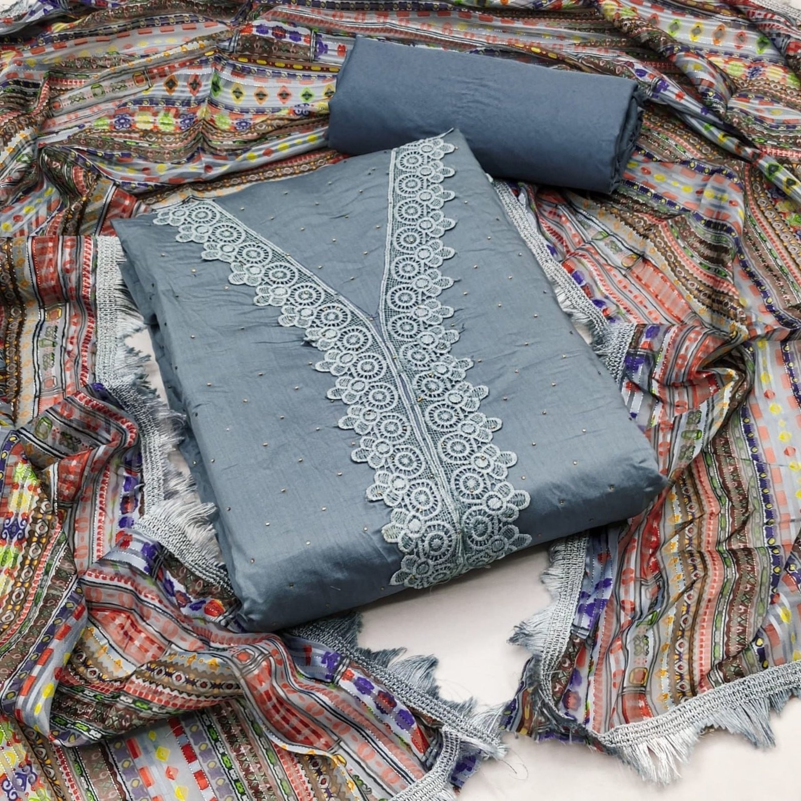 Cotton Dress Material With Digital Print Dupatta.