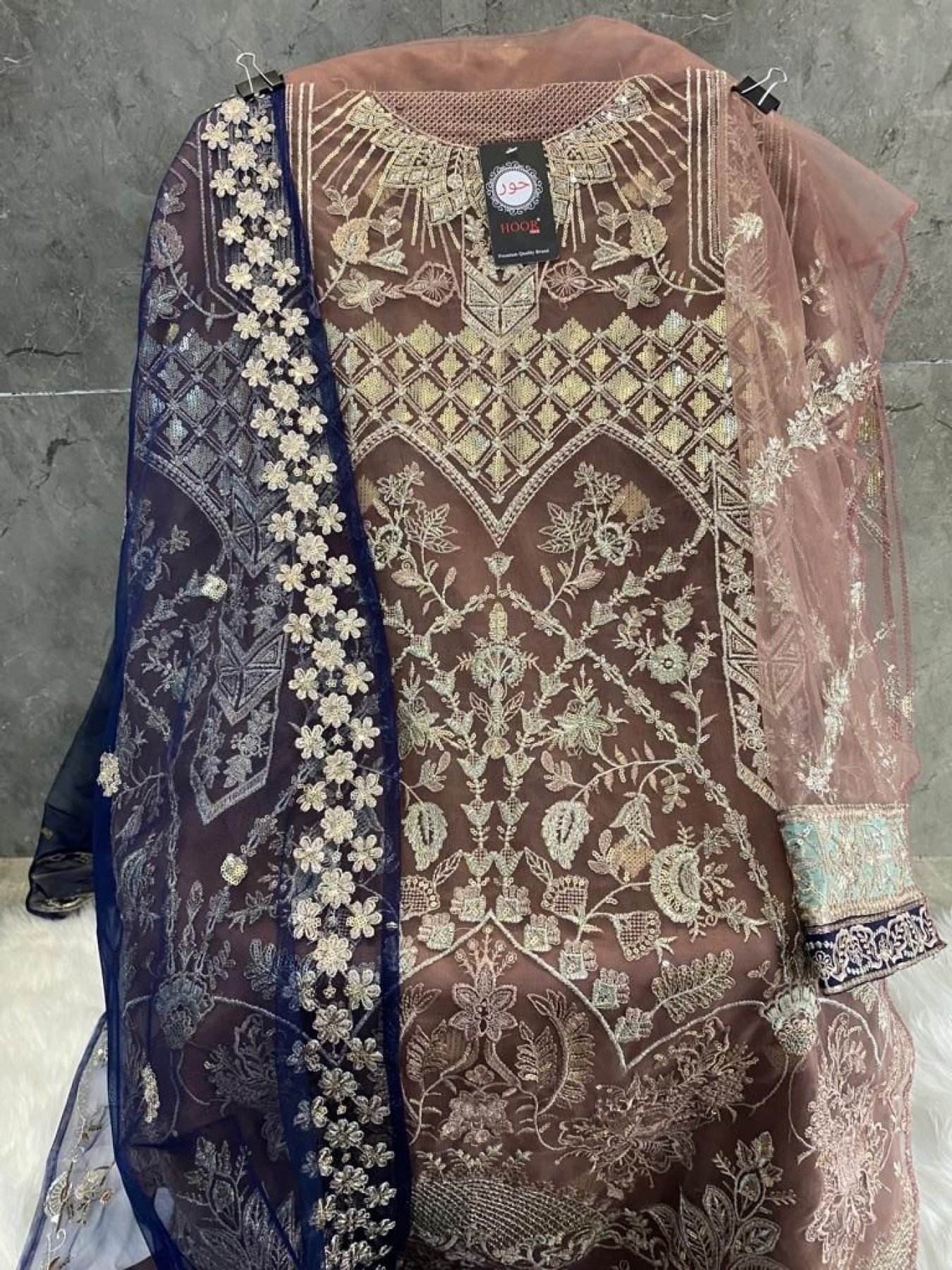 Buy launching Pakistani Heavy Net With Embroidery Sequence Work Suit ...