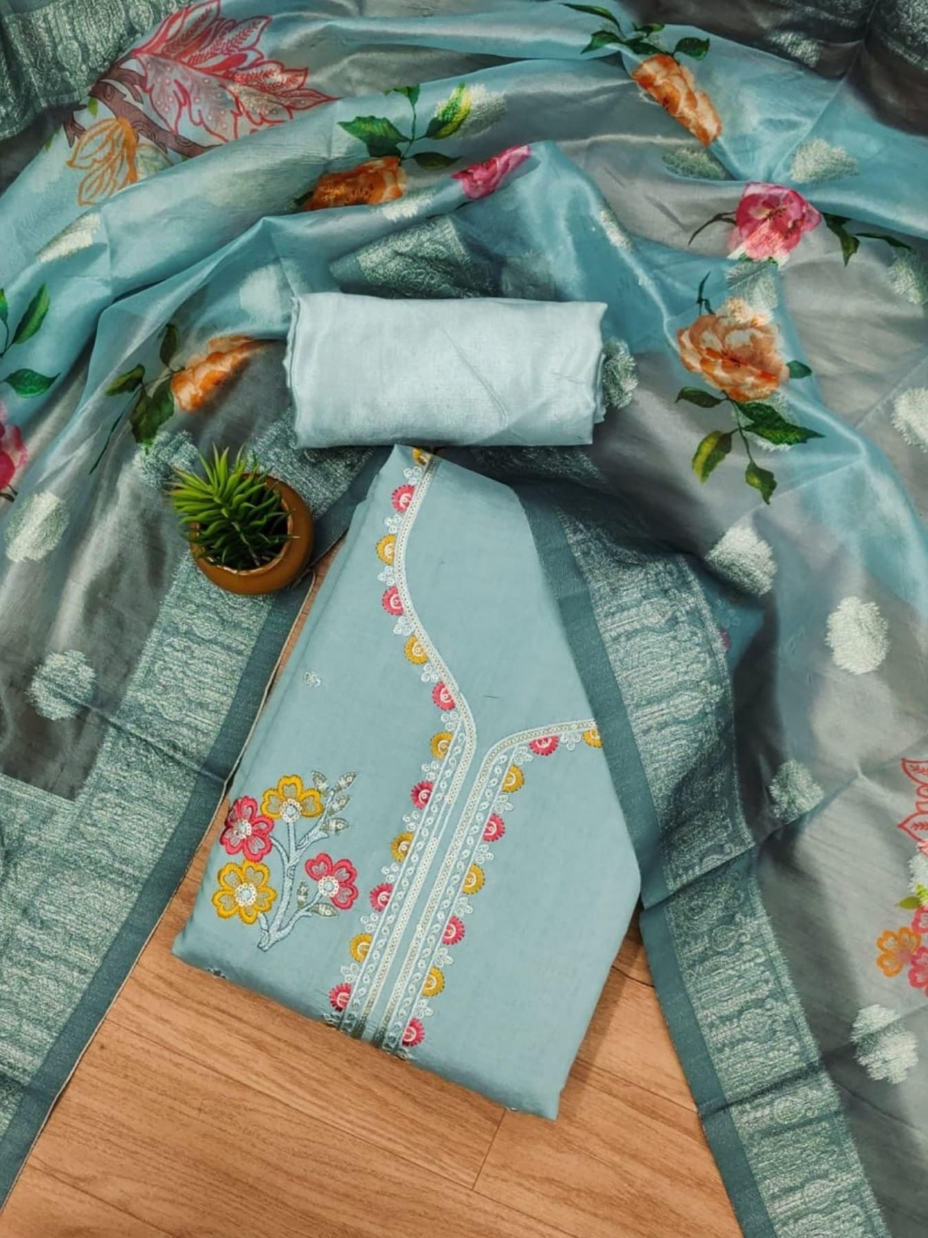 Elegant Roman Silk Dress Materials Collection With Digital Print Dupatta