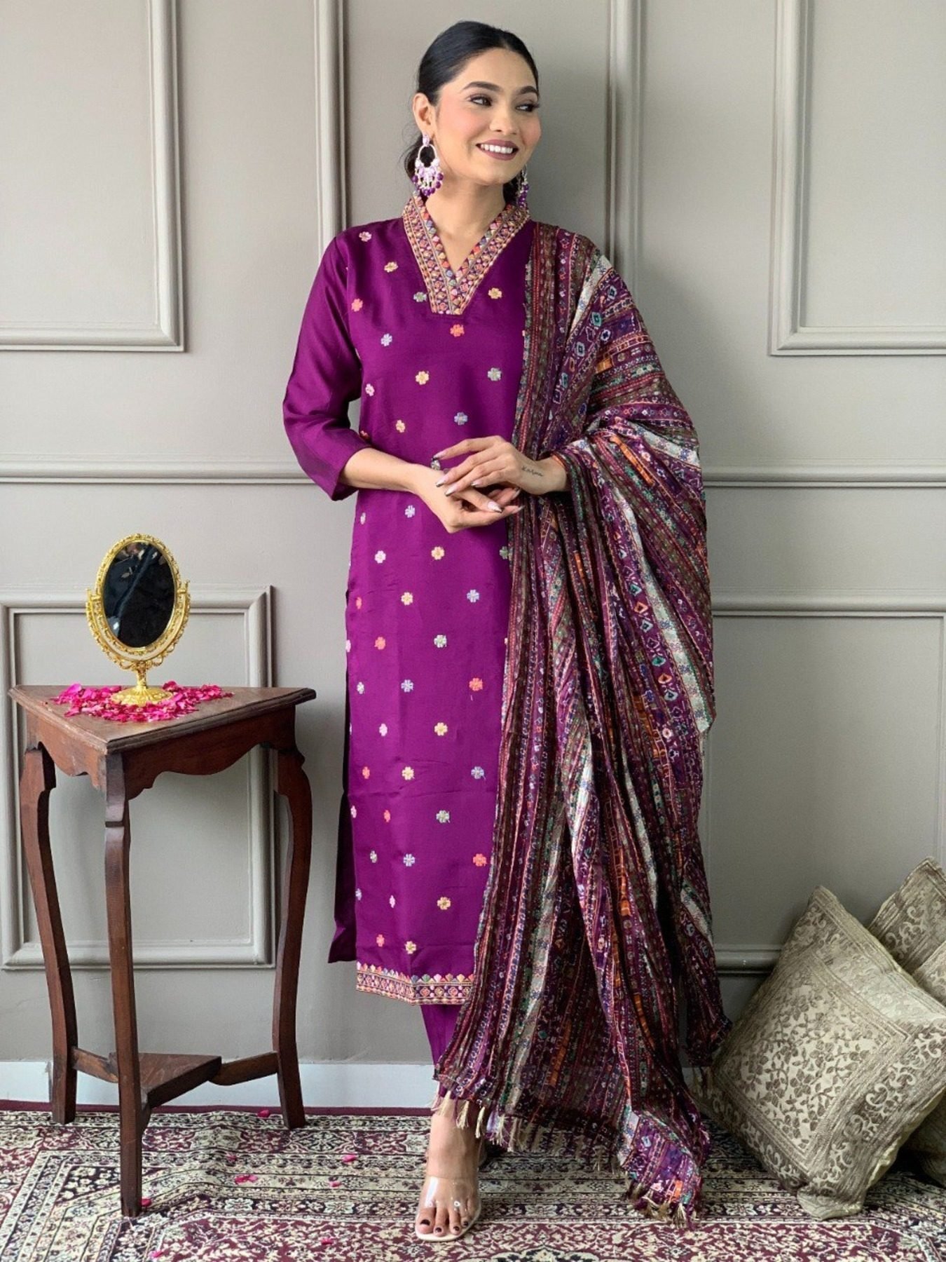 New Catalog Launched Chanderi Kurti Set in surat,india.