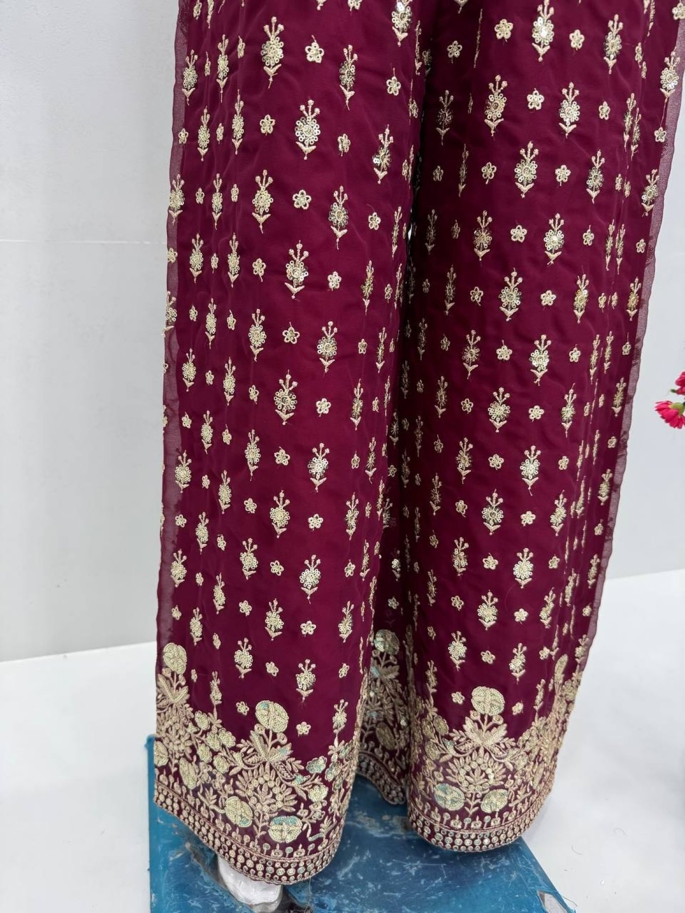 New Party Wear Koti Suit set With Maroon Color and Embroidery Sequence ...