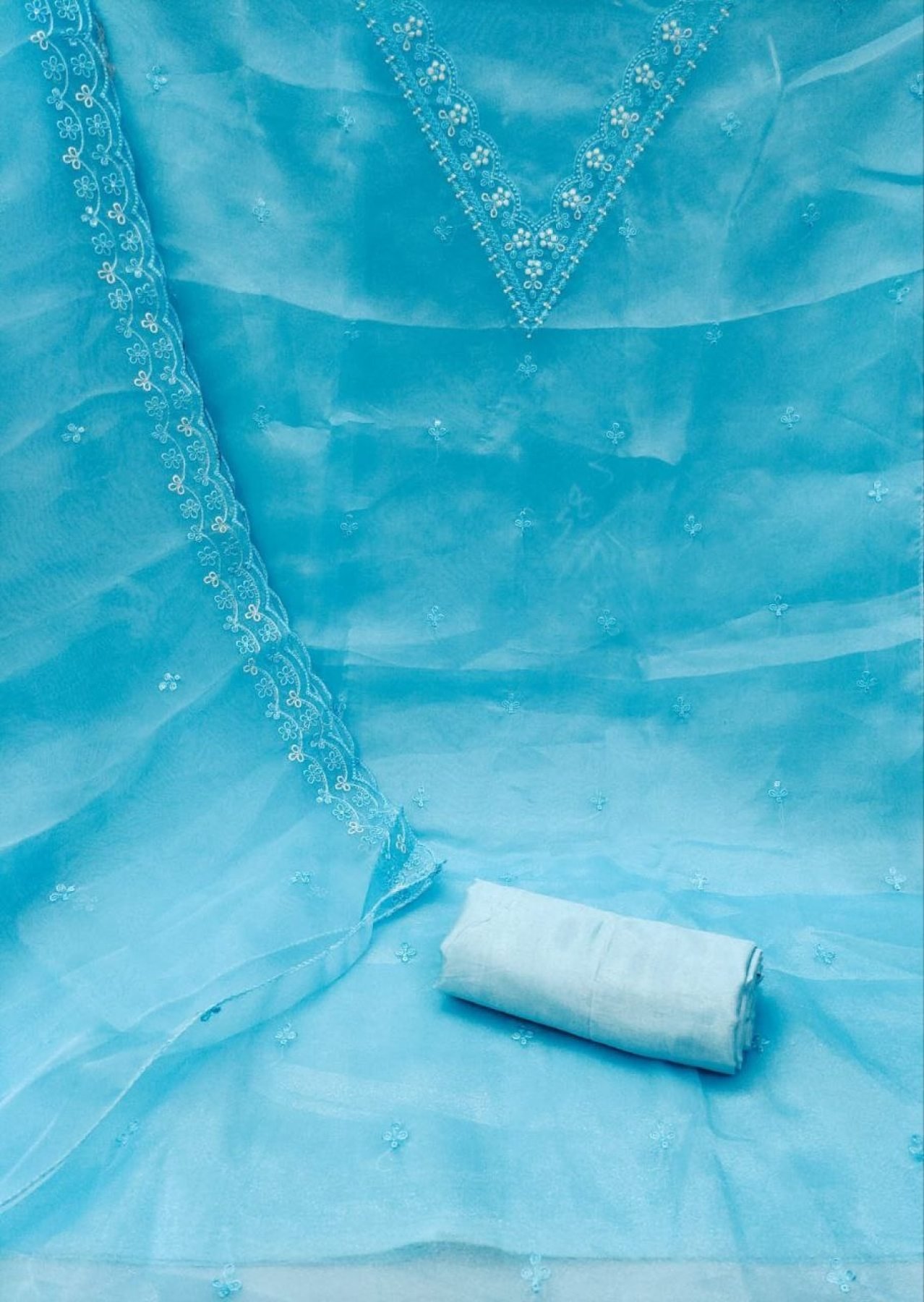 Organza Silk Dress Material, Sequence Work Dress Material Surat, India.