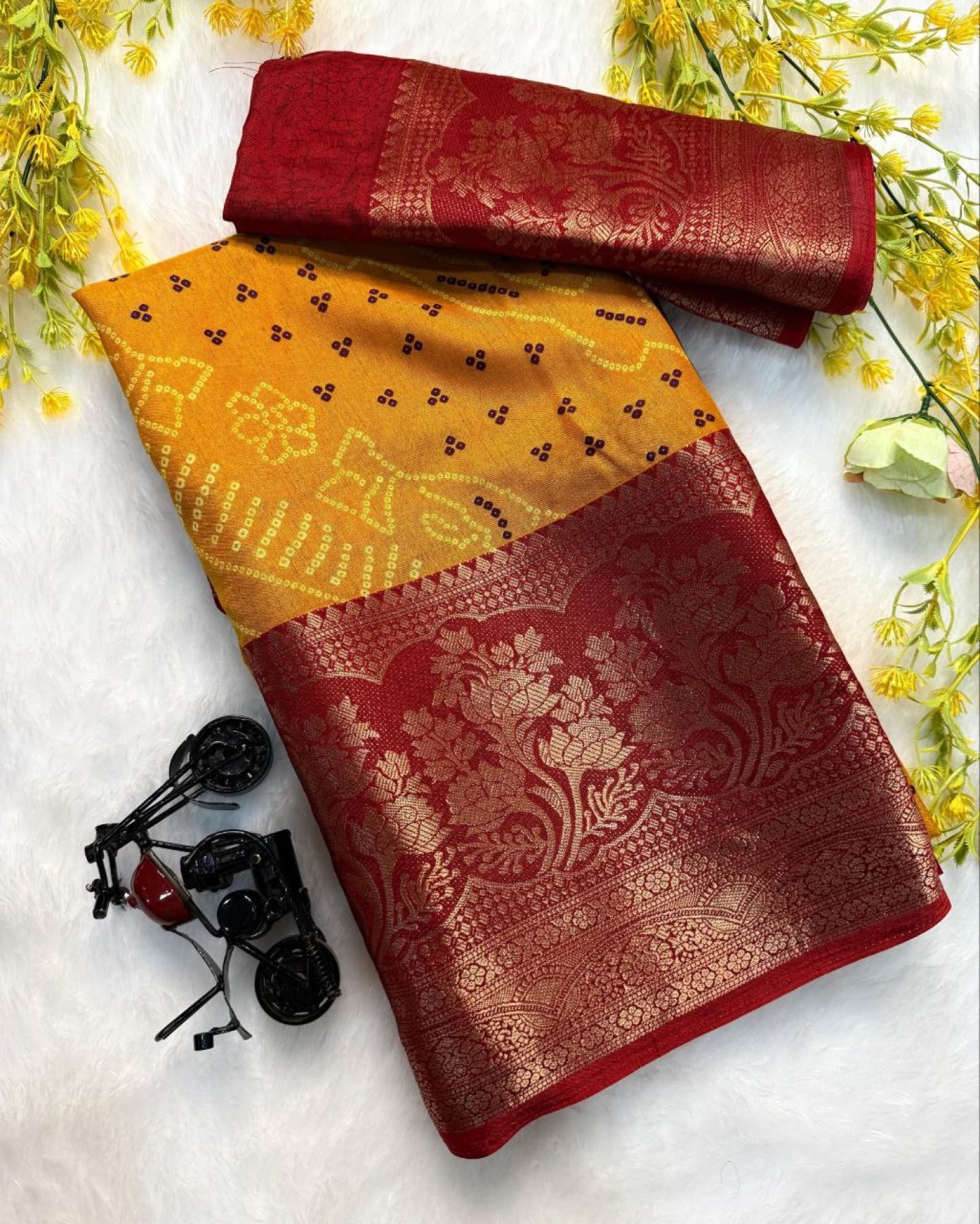 Pure Dola Silk Saree with Original Jacquard Border and Matching Blouse