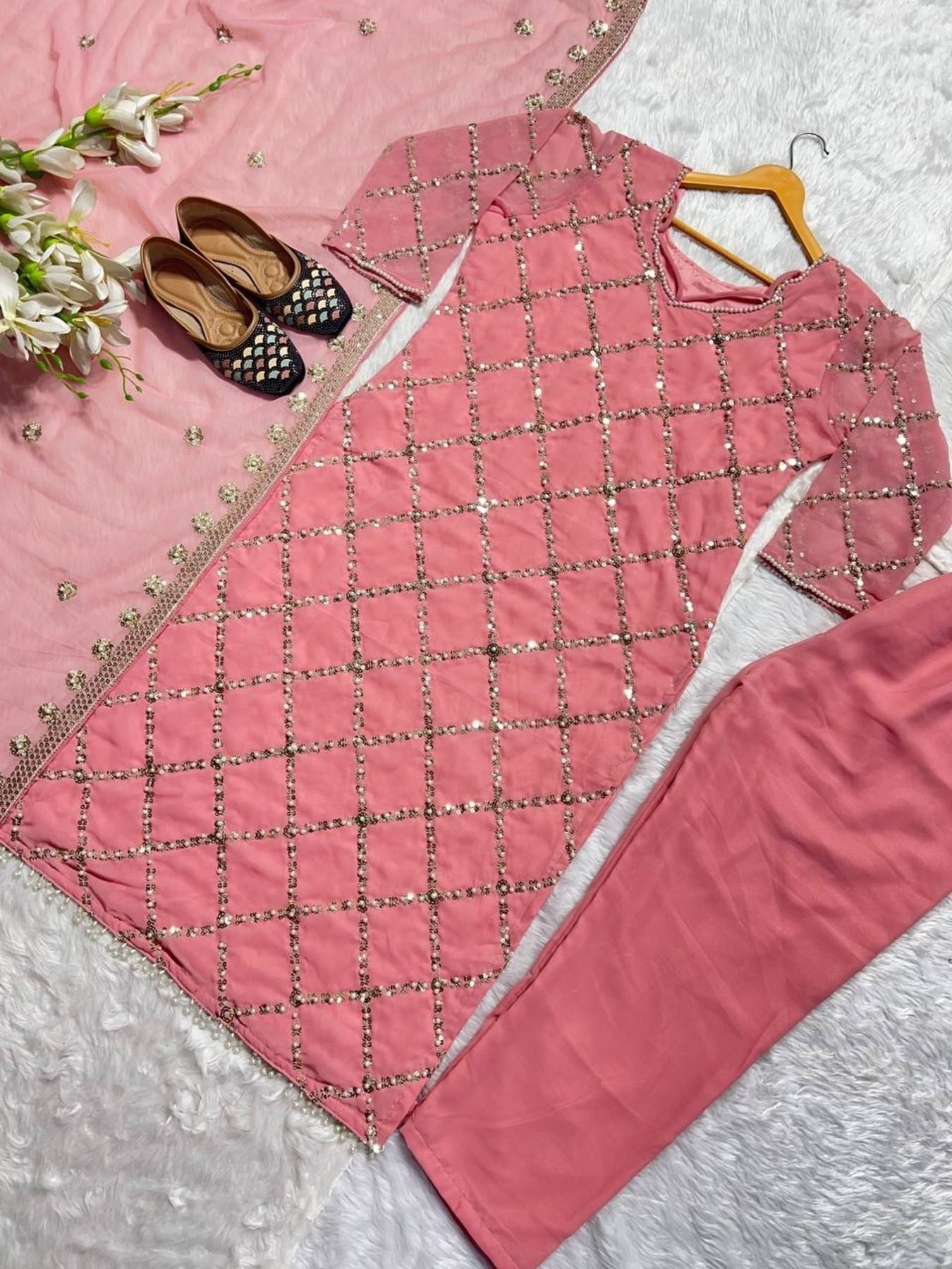 Real Hand Work Sequence Embroiderd Suits in india.
