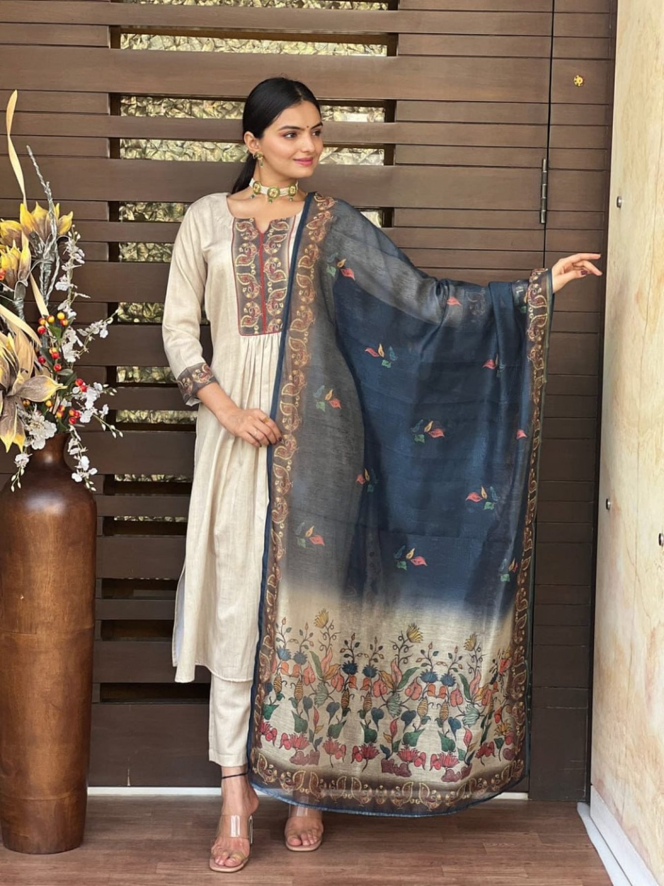 Roman Silk Kurti Set with stunning digital print & silk dupatta Perfect ...