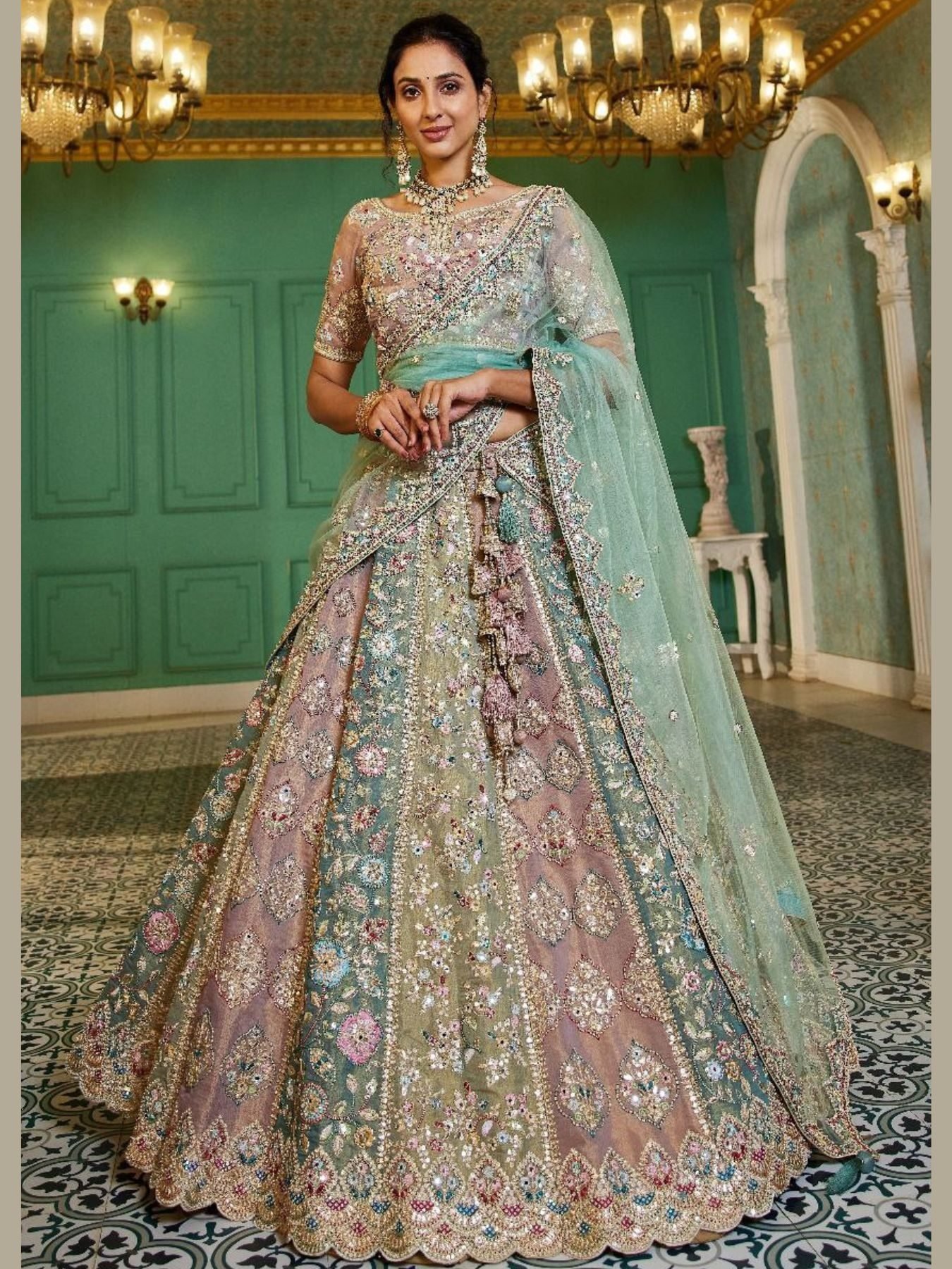 Royal Export Presenting Bridal Special Net Embroiderd Lehenga Choli in ...