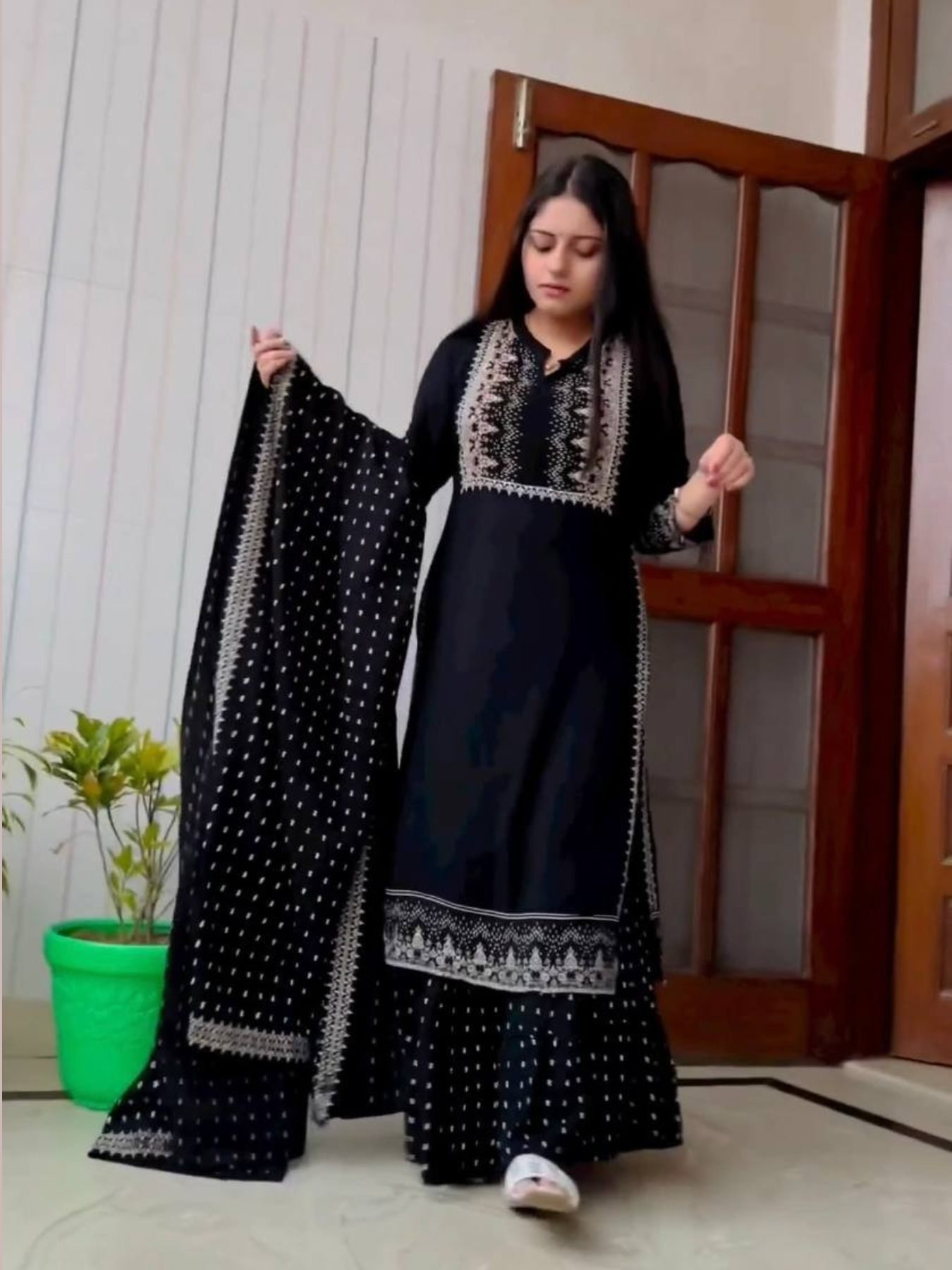 Buy Trendy Black Color Sequence Work Sharara Palazzo Suit at Rs. 1249 ...