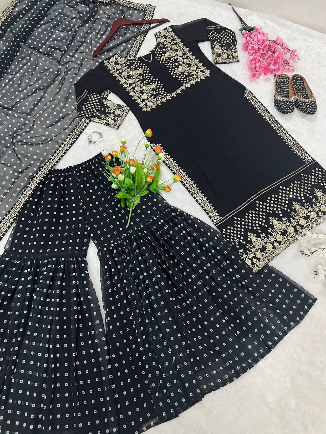 Buy Trendy Black Color Sequence Work Sharara Palazzo Suit at Rs. 1249 ...