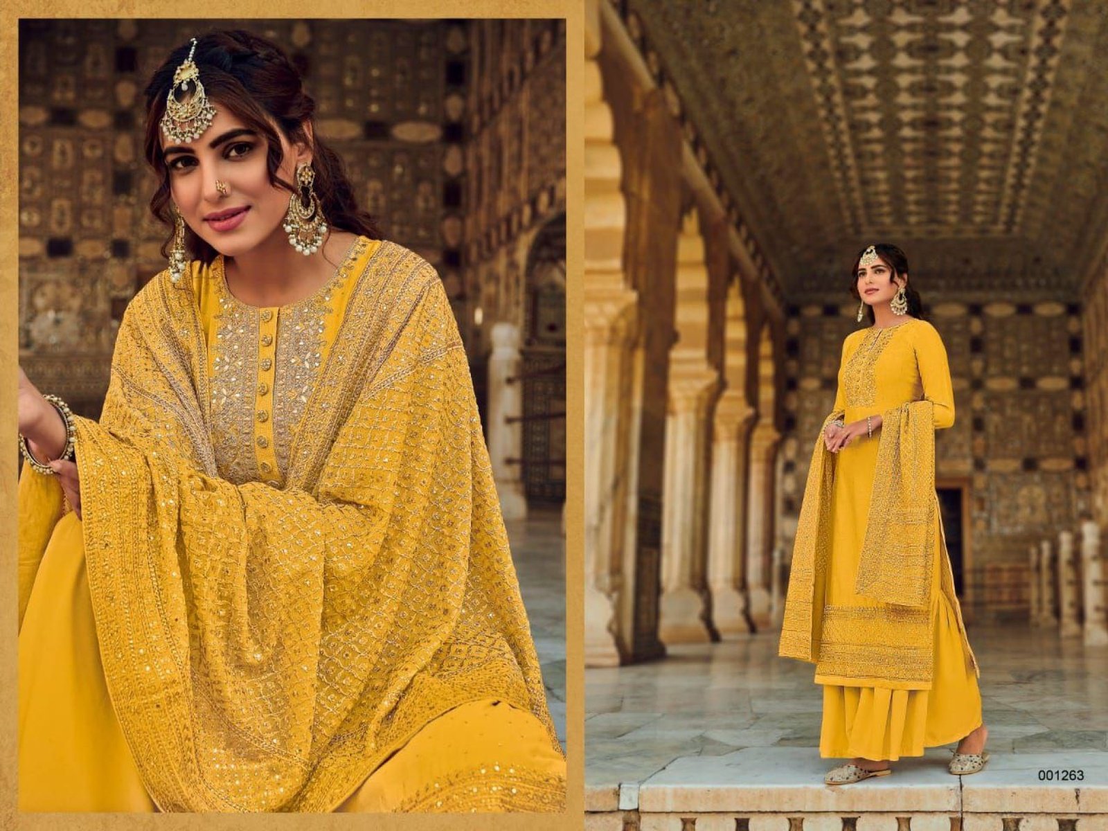 Buy Yellow Color Georgette Embroidered Work Suits at Rs. 1649 online ...